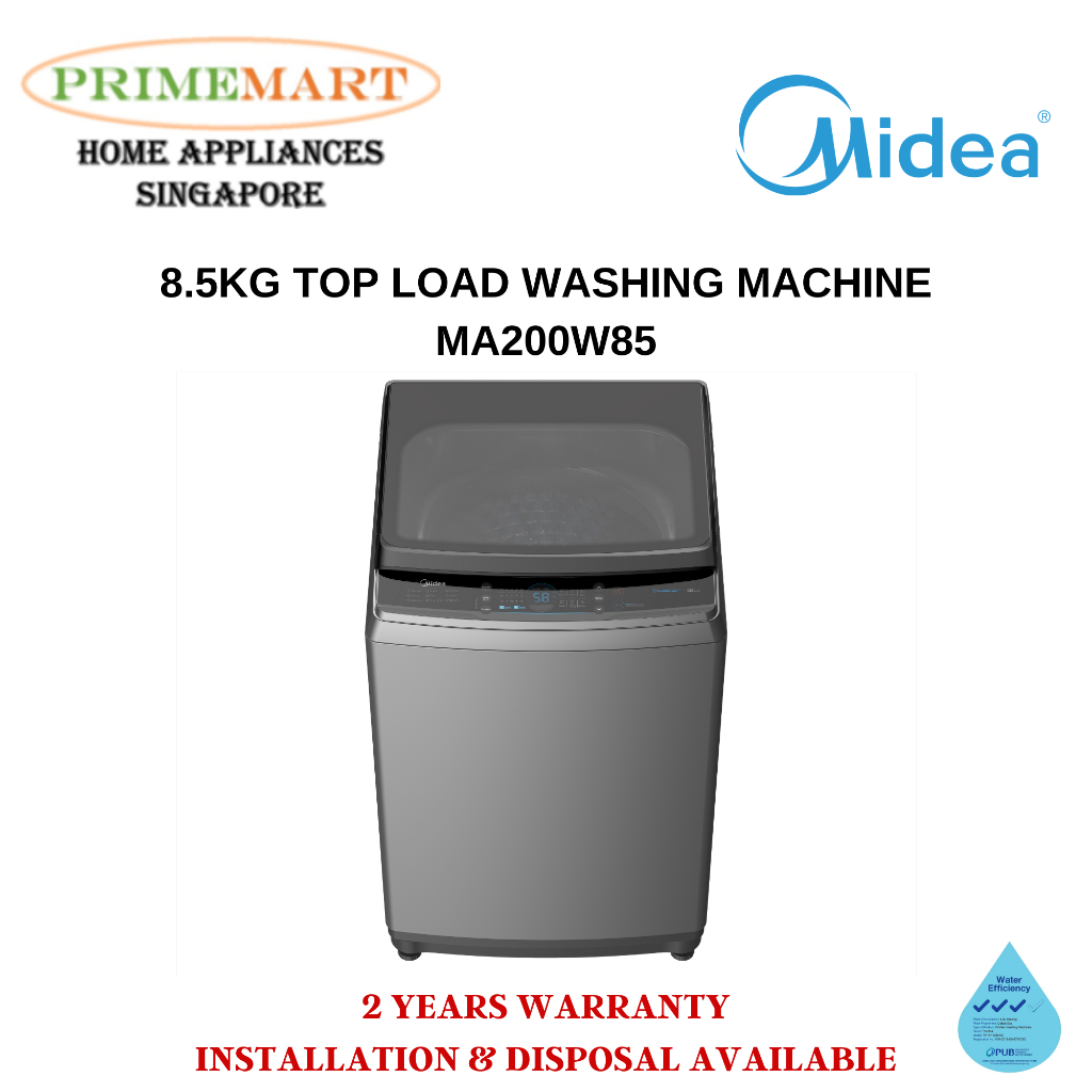 MIDEA MA200W85 8.5KG TOP LOAD WASHING MACHINE - 2 YEARS MIDEA WARRANTY ...