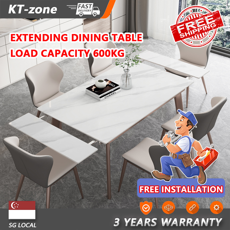 KT-zone Folding Dining Table Set Light Luxury Foldable Dining Table ...