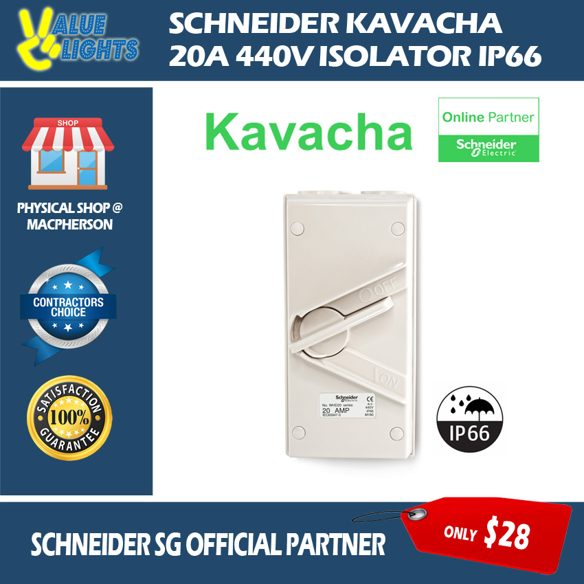 [Official Schneider Partner] Schneider Kavacha 20A 440V Weatherpoof Double Pole Isolator Switch ...