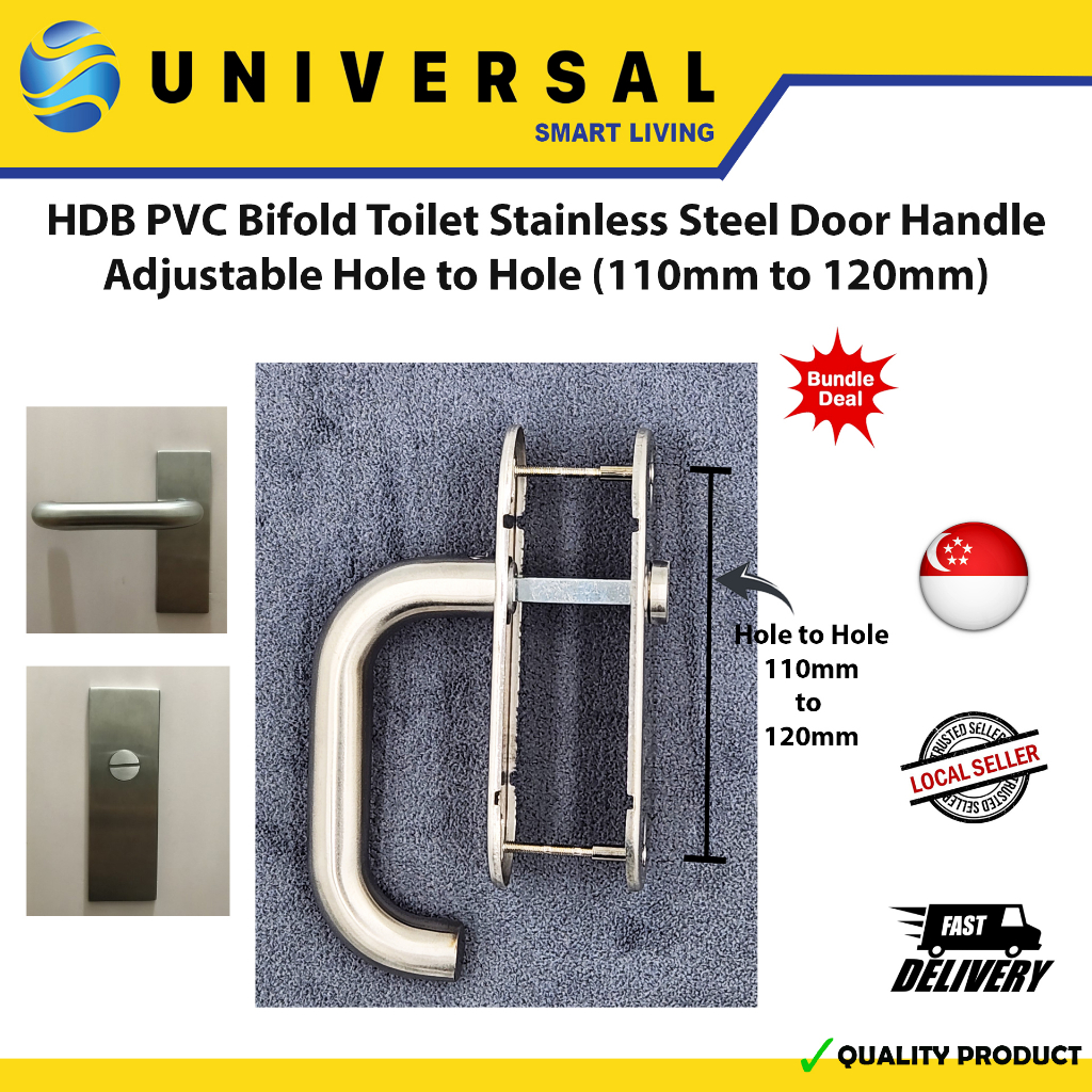 [SG SHOP SELLER] HDB PVC Bifold Toilet Stainless Steel Door Handle ...