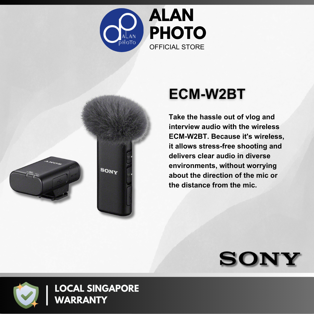 Sony ECM-W2BT & ECM-W2BT + ECM-LV1 Camera-Mount Digital Bluetooth Wireless Microphone System for ...