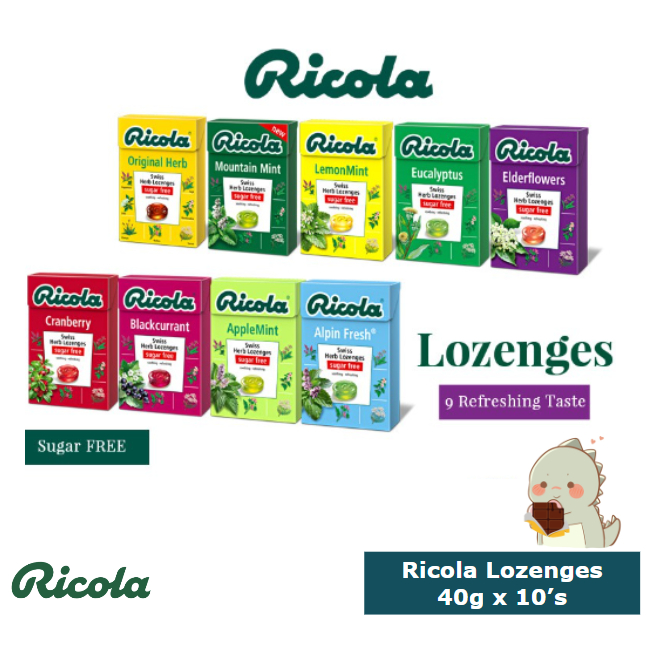 Ricola Lozenges (40g x 10's) - AlpinFresh/Elder Flower/Blackcurrant/Cranberry/OriginalHerb/Apple ...