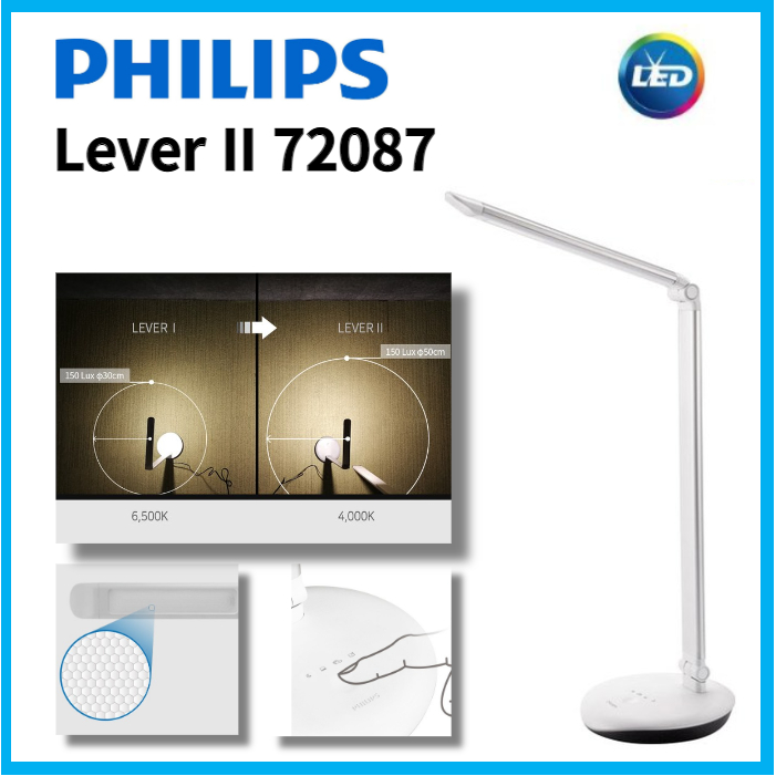 Philips 72087 Lever II LED Stand table lamp Home desk study Office ...