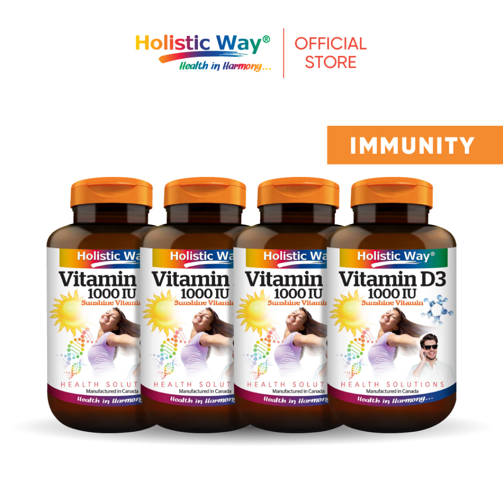 [Bundle of 4] Holistic Way Vitamin D3 1000IU - Sunshine Vitamin (100 ...