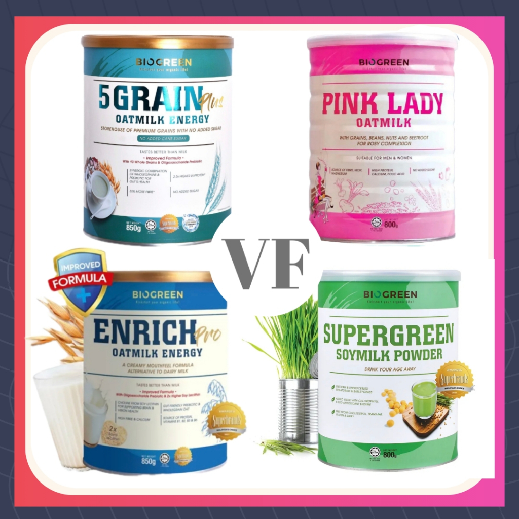 Biogreen Pink Lady Oatmilk / Supergreen Soymilk / 5 Grain Plus Oatmilk ...
