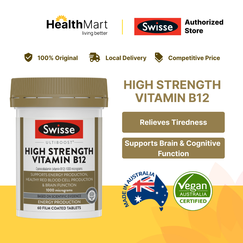 [SG] Swisse Ultiboost High Strength Vitamin B12, 60 Tablets | Shopee ...