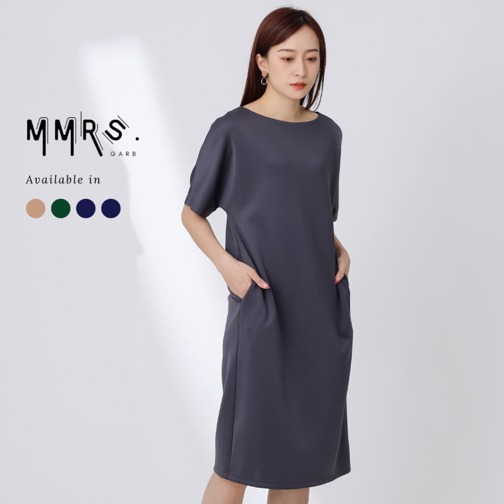 MMRS. Garb - Sarrah Scuba Drape Short Sleeve Dress - Dark Grey | Shopee ...