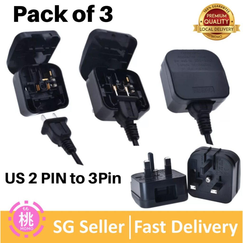 CHINA / US 2 Pin to 3 Pin Travel Adapter Plug with CE ,Pack Of 3 ...