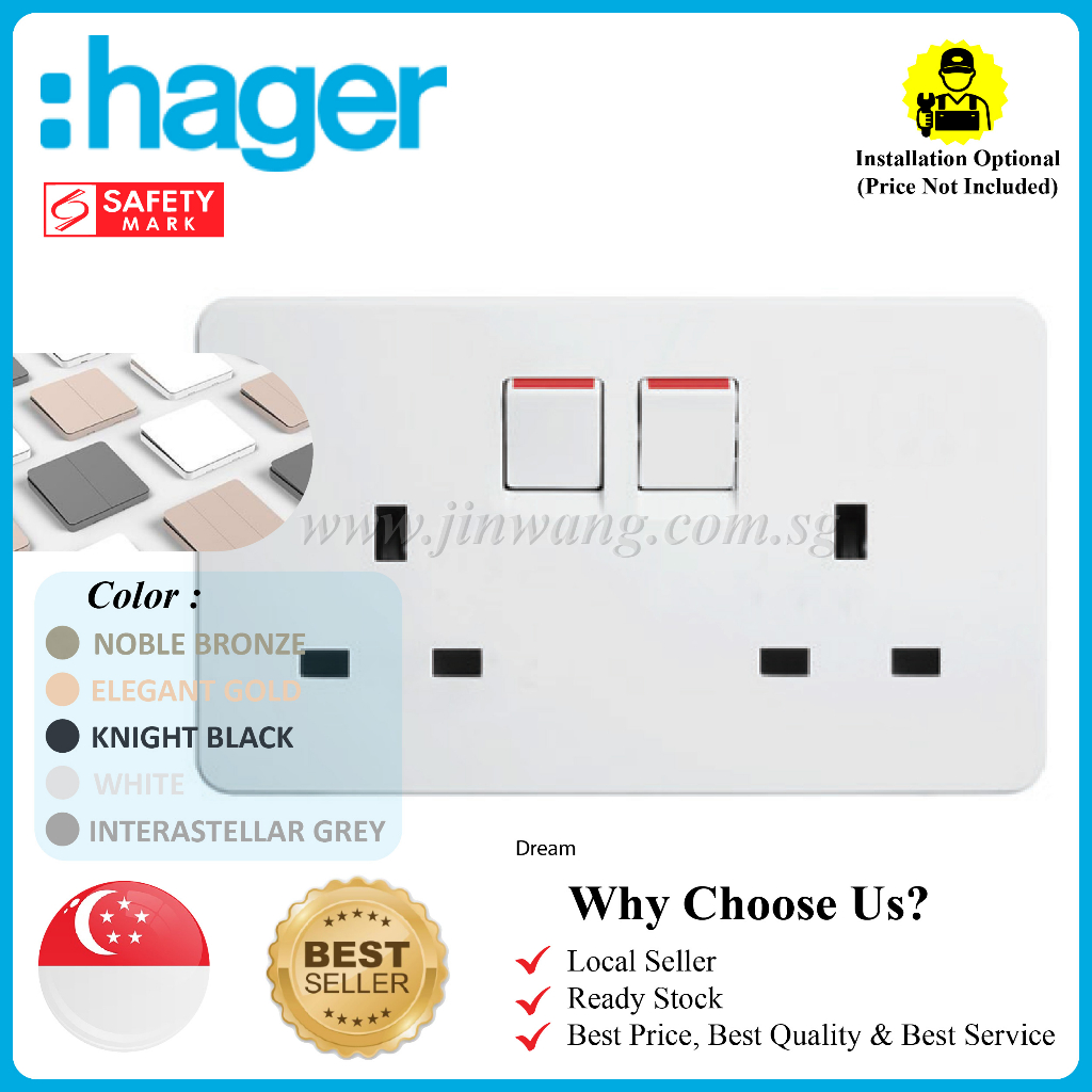 Hager 13A Twin /Double Socket [Singapore Local Authorized Seller ...
