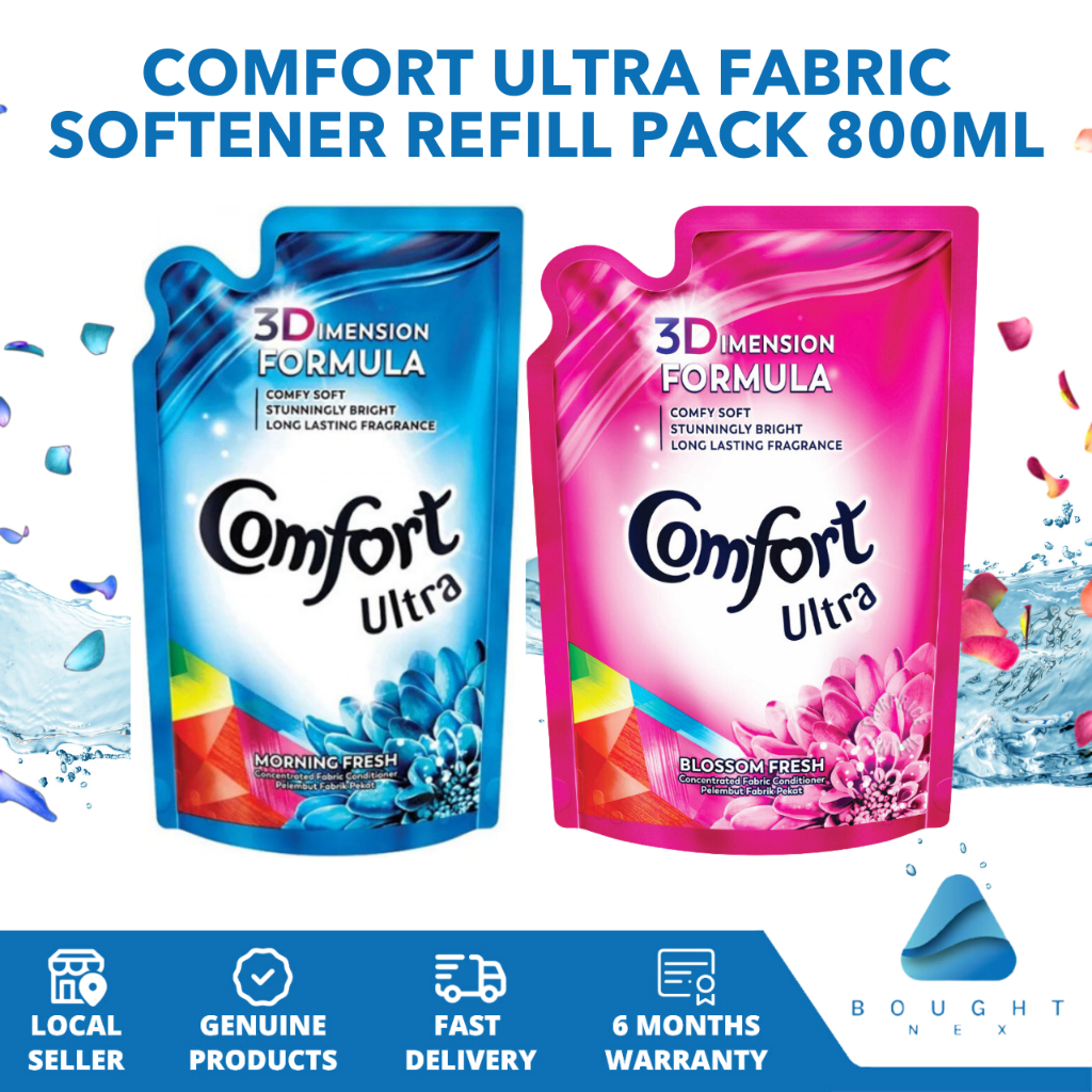 Comfort Ultra Fabric Softener Refill/Bottle 750ml Morning Blossom Silky Gentle Ultra Pure ...
