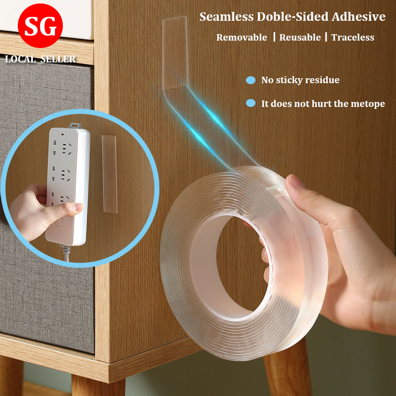 🇸🇬【SG stock】Double-Sided Tape Nano Tape Removable Reusable Waterproof ...