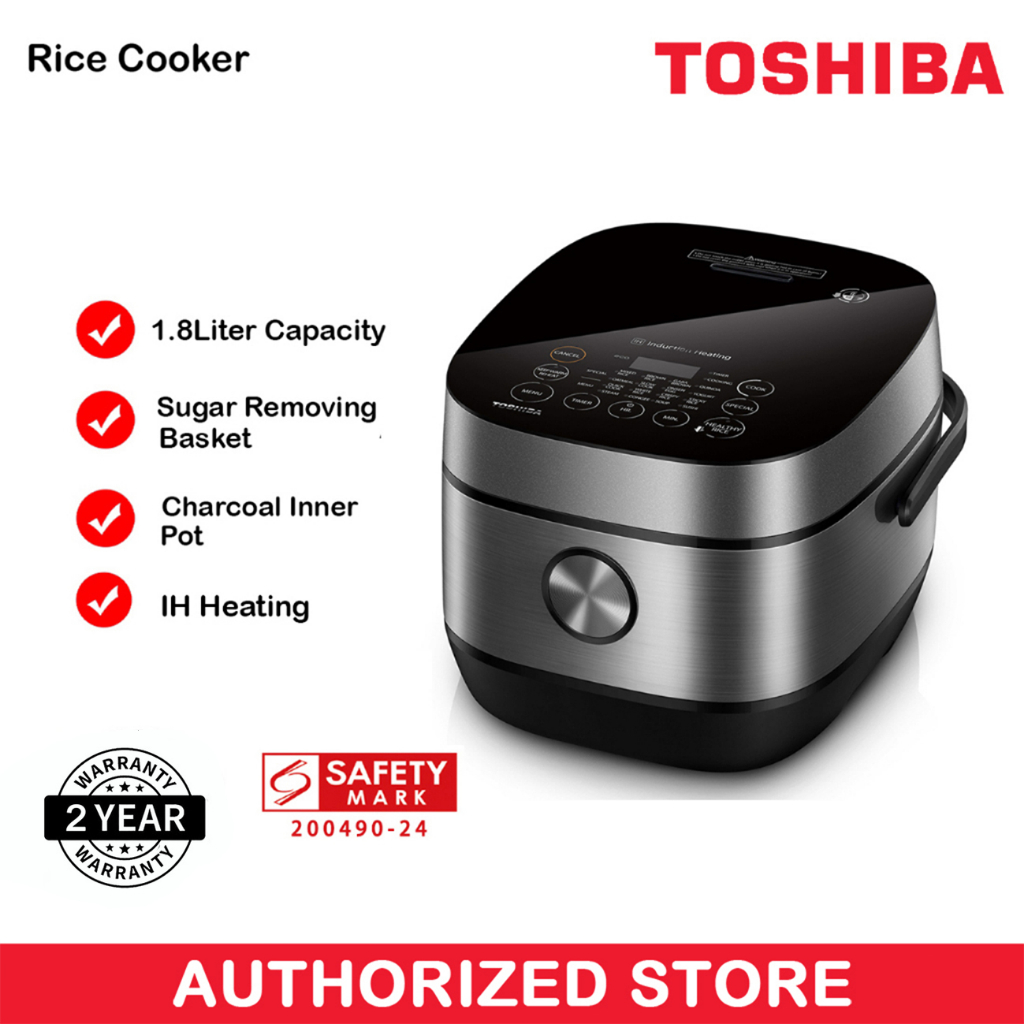 Toshiba RC-18ISPS 1.8L Low GI Rice Cooker with Binchotan PFA Non-Stick ...