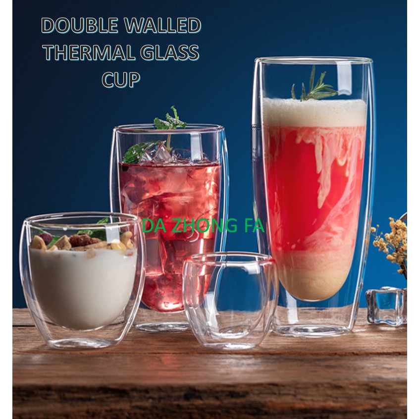 [SG Stock] Double Walled Cup 双层玻璃杯 Insulated Drinking Glass Cup Coffee Tea 80ML/150ML/250ML ...