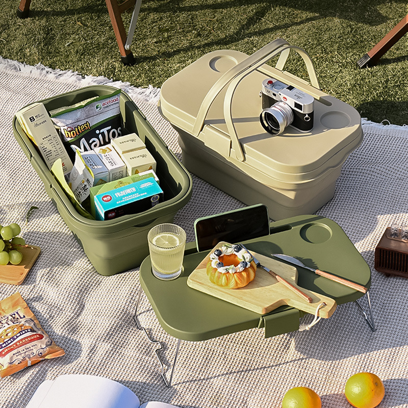 16L Outdoor Storage Bucket with Lid Home Collapsible Foldable Pail ...