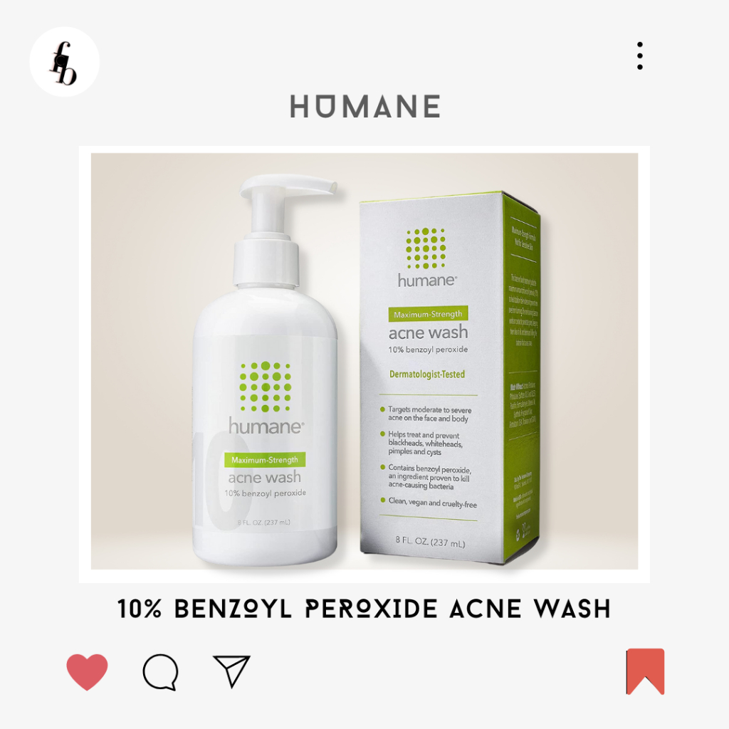 Humane | 10% Benzoyl Peroxide Acne Wash - Face, Skin, Butt, Back and ...