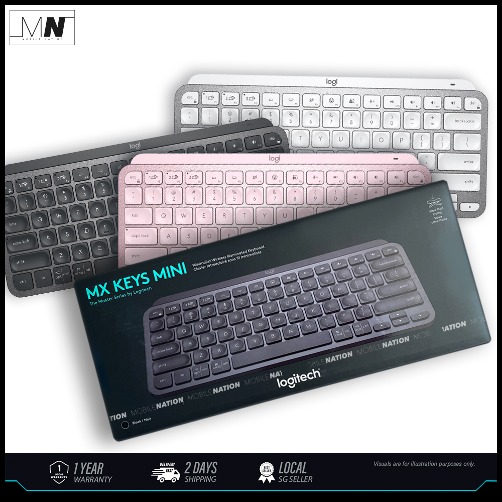 Logitech MX Keys Mini Minimalist Wireless Illuminated Keyboard, Compact, Bluetooth, Backlit, USB ...