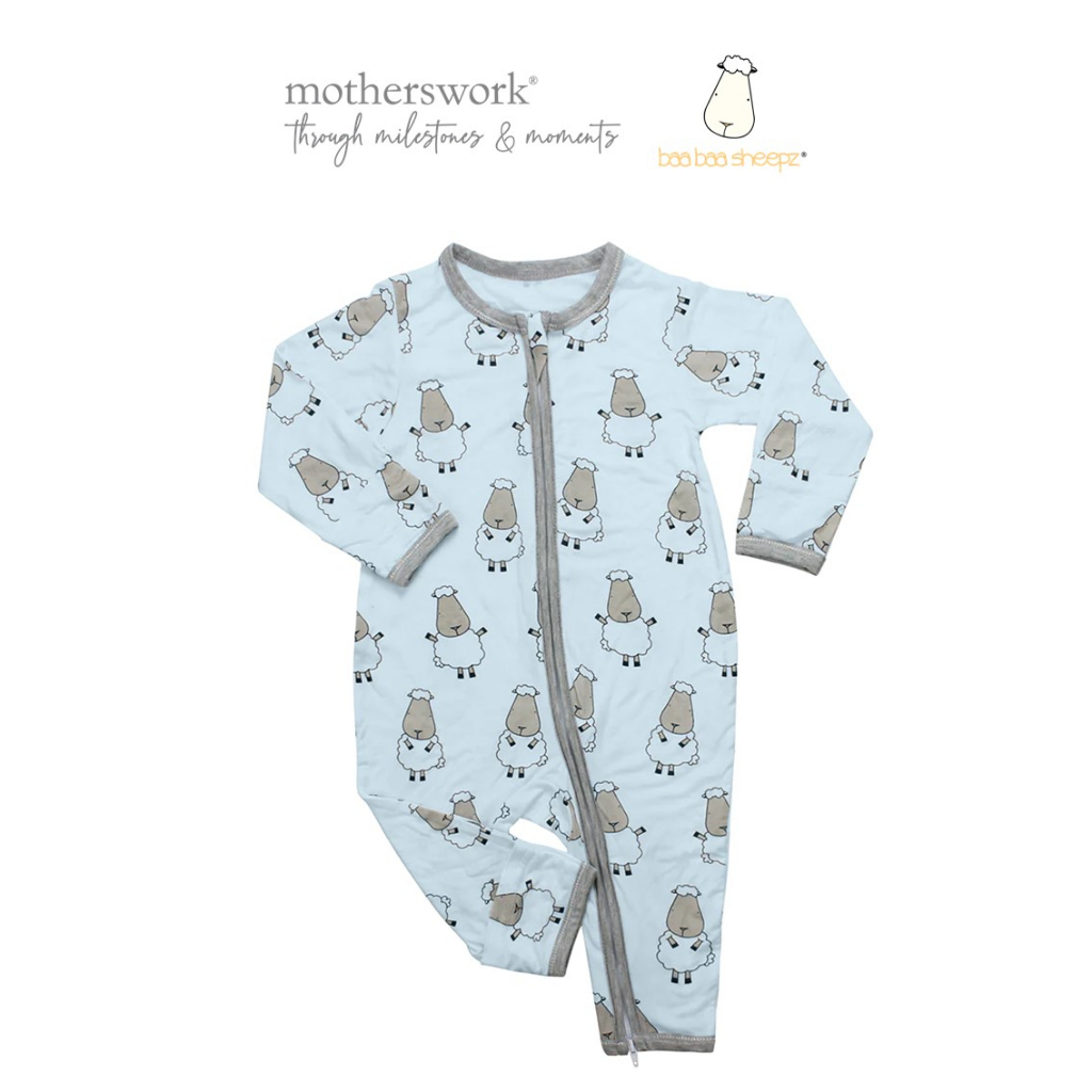 Baa Baa Sheepz Zip Romper Big Sheepz With Grey Border (Different Design ...