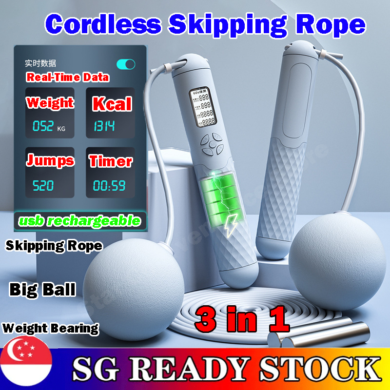 ⭐🇸🇬 Cordless Skipping Rope Smart Jump Rope Dual Purpose Digital ...