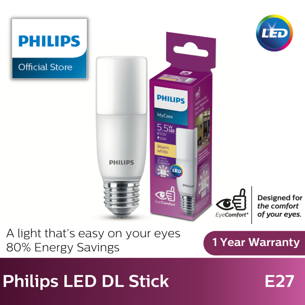 Philips Lighting LED DL Stick E27 Base with EyeComfort Technology | Shopee Singapore