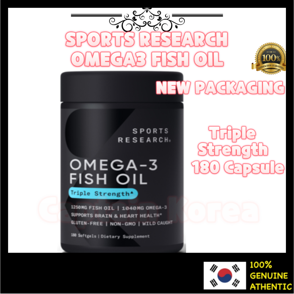 [Sports Research - Omega-3] 180 Softgels Triple Strength 1,250 mg ...