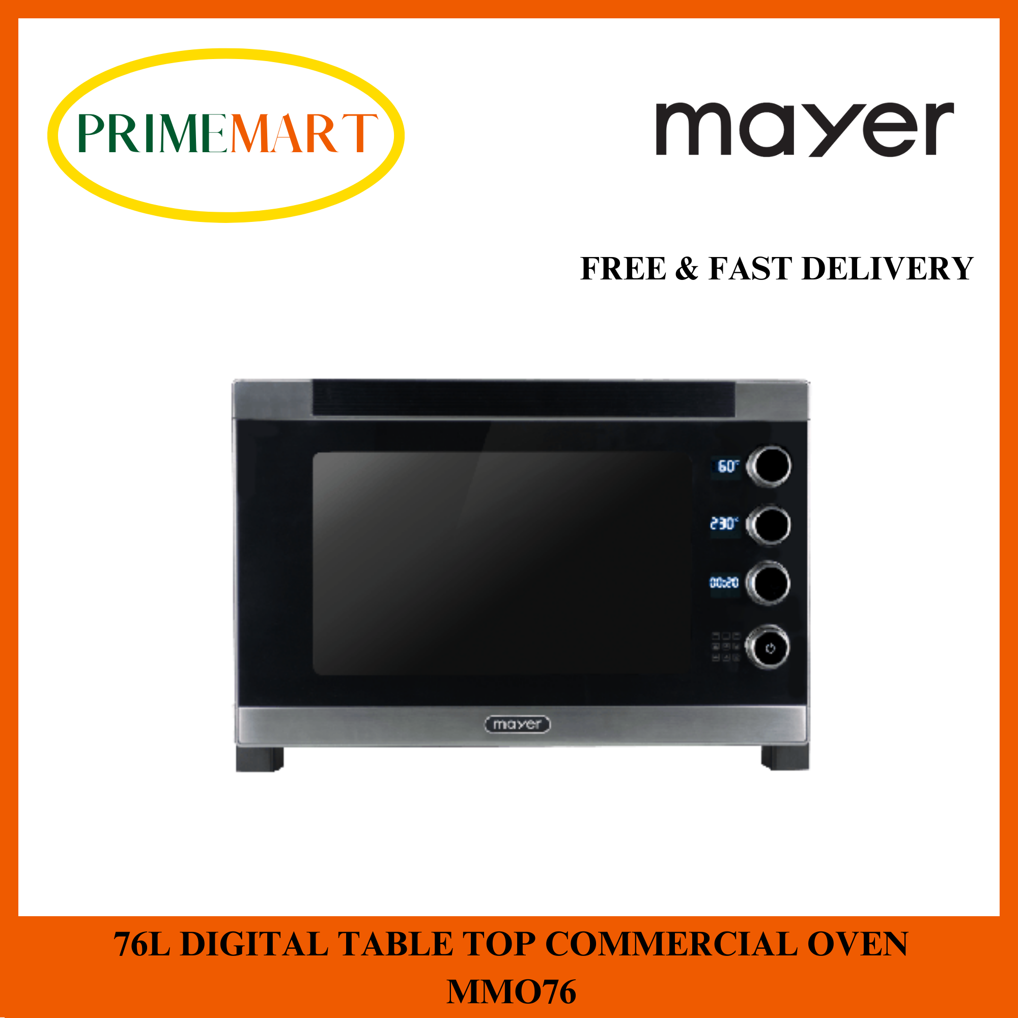 MAYER MMO76 76L DIGITAL TABLE TOP COMMERCIAL OVEN - 1 YEAR MAYER ...