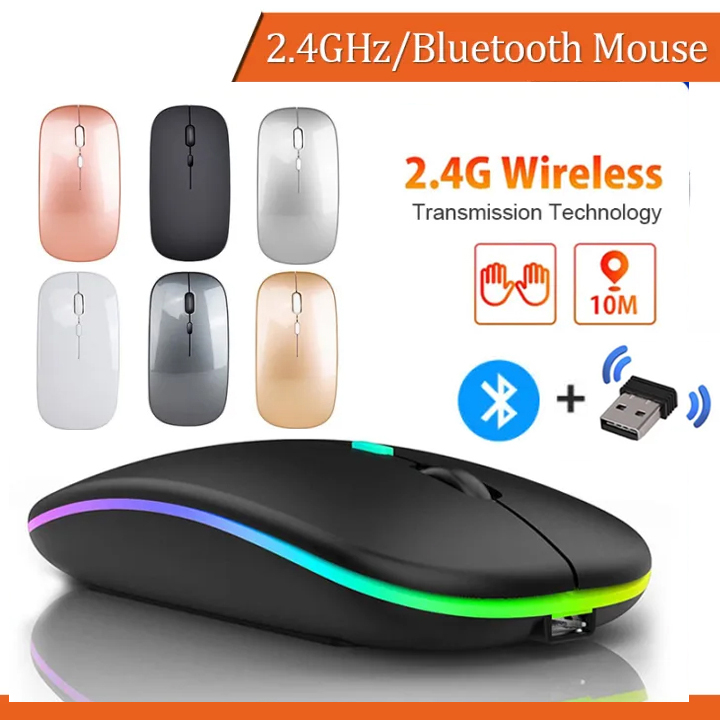 (SG STOCK) Wireless Mouse Rgb Led 2.4Ghz Silent Rechargeable 1600dpi ...