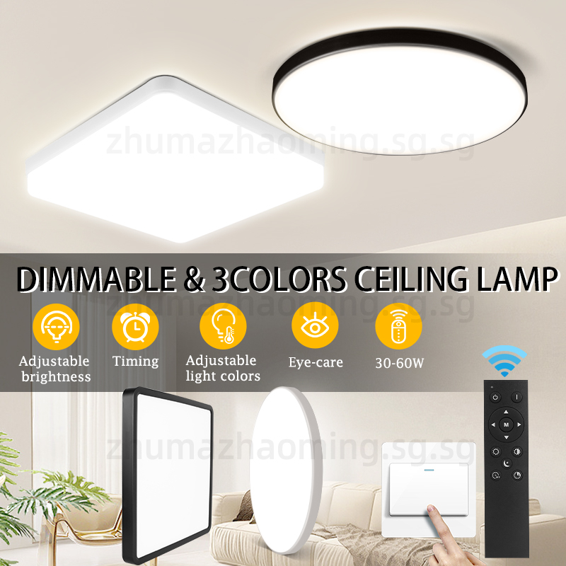 Remote Control Led Ceiling Light Dimmable Lamp 30W 36W 40W 60W 3 colors ...