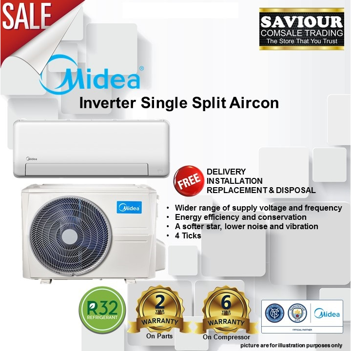 Midea R32 Inverted System 1 MPAG-1S12D Aircon 12000 BTU - FREE 1 Time Cleaning Service | Shopee ...