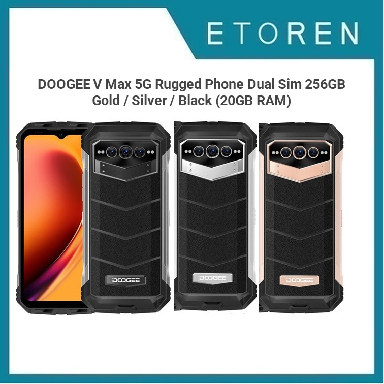 DOOGEE V Max 5G Rugged Phone Dual Sim 256GB Gold / Silver / Black (20GB ...
