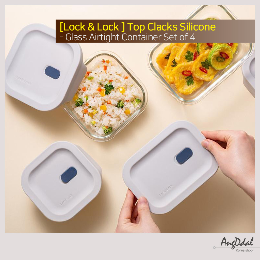 [Lock & Lock] TopGlass Silicone Glass Airtight Container Set of 4 ...