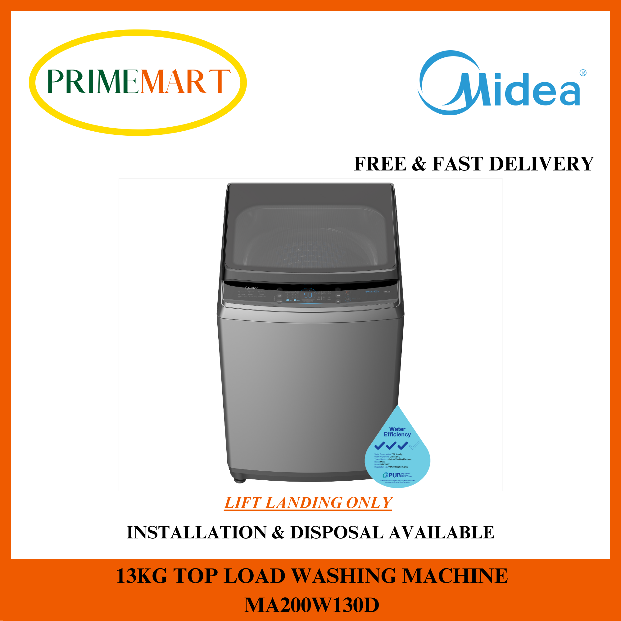 *CLIMATE / CDC VOUCHER AVAIL, PM* MIDEA MA200W130D / MA200W130DT (4 ...