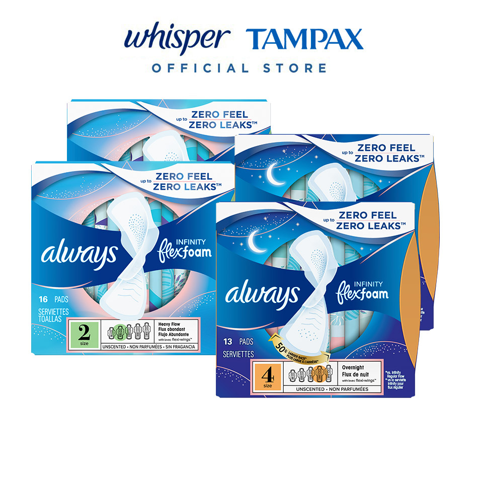 [Day & Night Bundle of 4] Always Infinity Sanitary Pads 27cm Heavy Flow ...