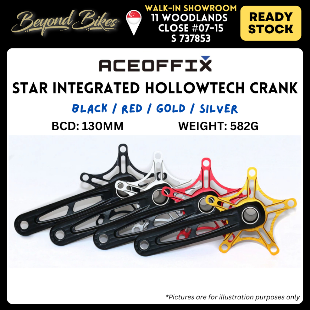 ACEOFFIX 5 Claw Star Integrated Hollowtech Crank Black Red Gold Silver ...
