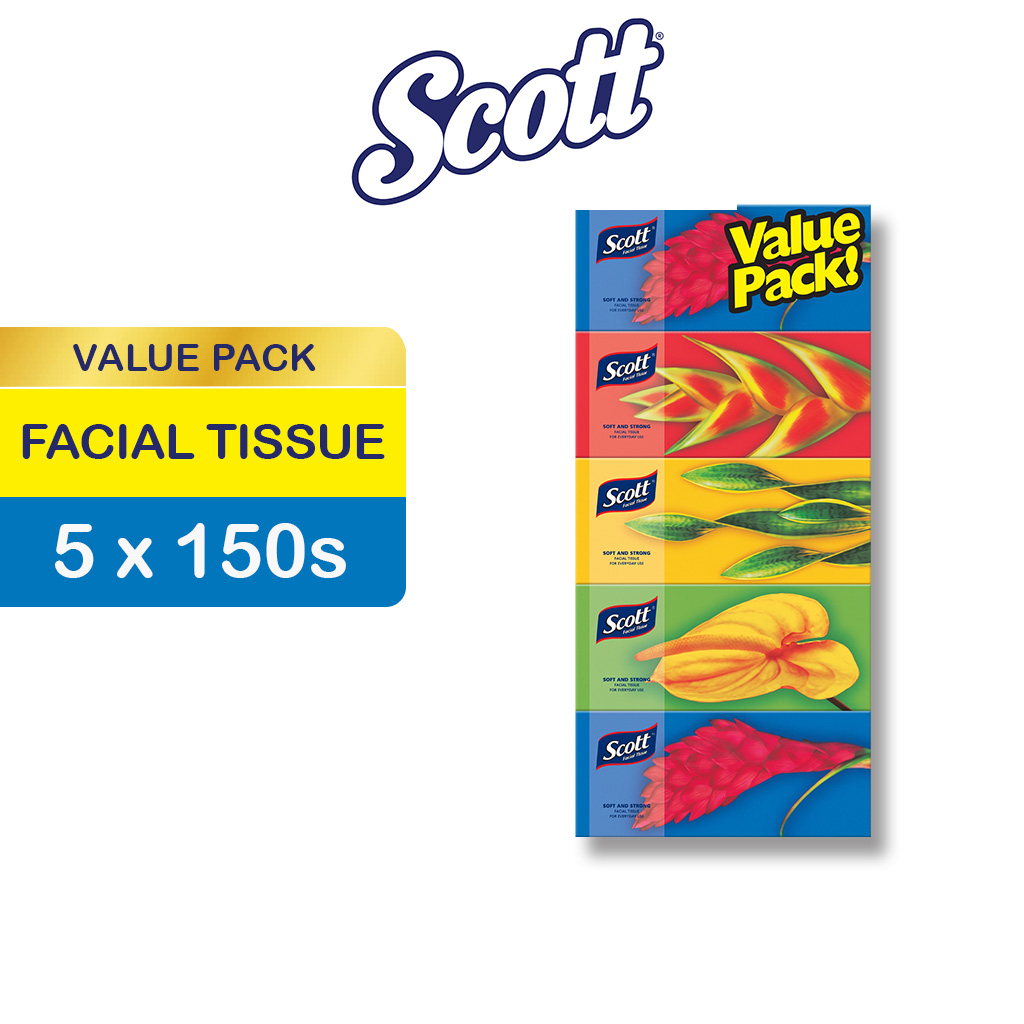 Scott Facial Tissues 5x150 Sheets | Shopee Singapore
