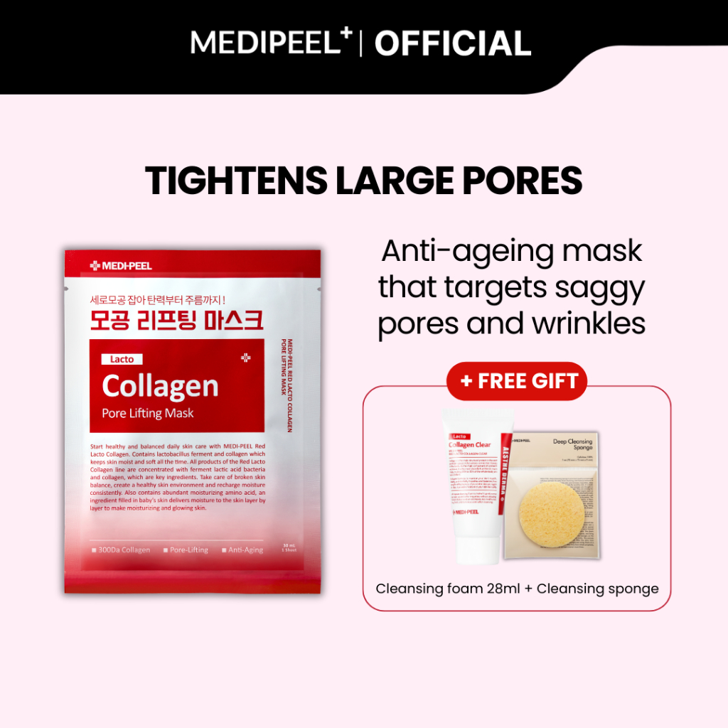 MEDIPEEL Pore Shrinking Red Lacto Collagen Pore Lifting Mask 10pcs ...