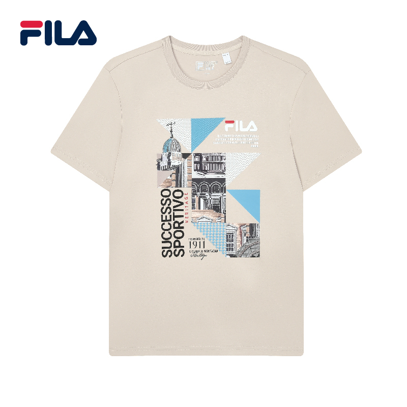 FILA CORE Men's WHITE LINE HERITAGE Short Sleeve T-shirt in Sand ...