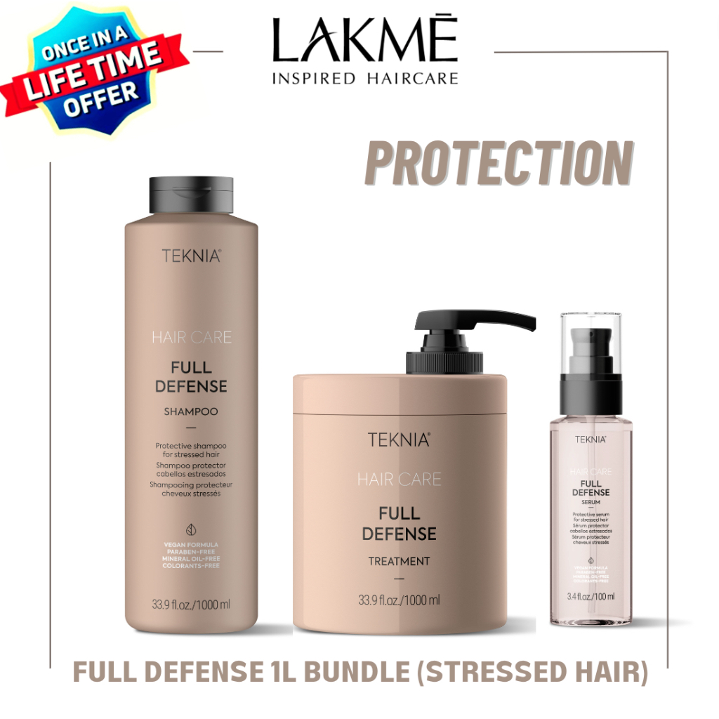 LAKME Full Defense Bundle (Shampoo 1L + Treatment 1L + Serum 100ml ...