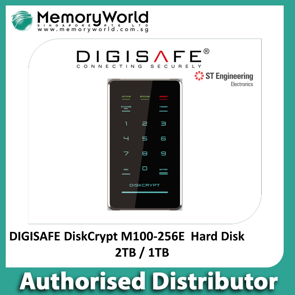 DIGISAFE DiskCrypt M100-256E USB 3.0 Hard Disk HDD, 1TB / 2TB ...
