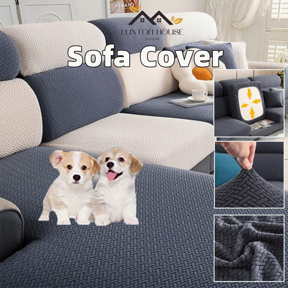 {SG} 2 3-Seater Anti Scratch Sofa Cover Elastic Jacquard L Shape Sofa ...