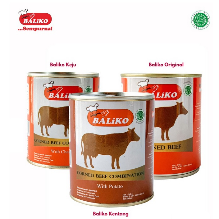 BALIKO Kornet Sapi 340 gr / Kornet Keju / Baliko Corned beef /Canned ...