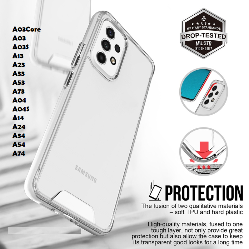 Military Grade Drop Test Back Clear Casing Samsung A03 Core A13 A23 A33 ...