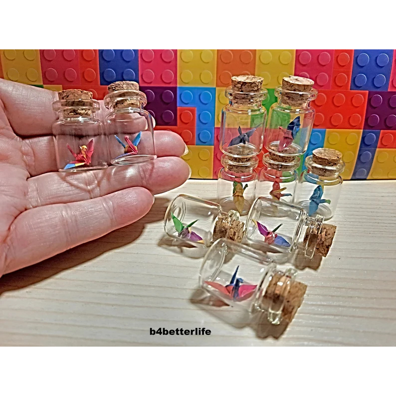 20pcs 1-inch Hand-folded LEGO Bricks Design Paper Crane In Mini Glass ...