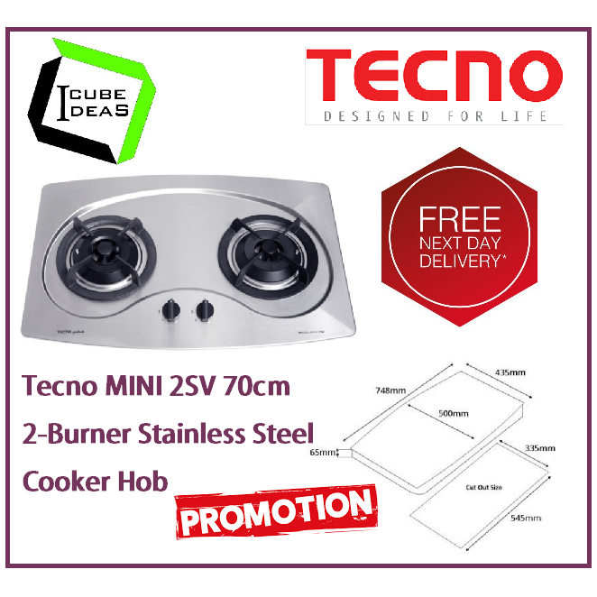 Tecno MINI 2SV 70cm 2-Burner Stainless Steel Cooker Hob | EXPRESS FREE ...