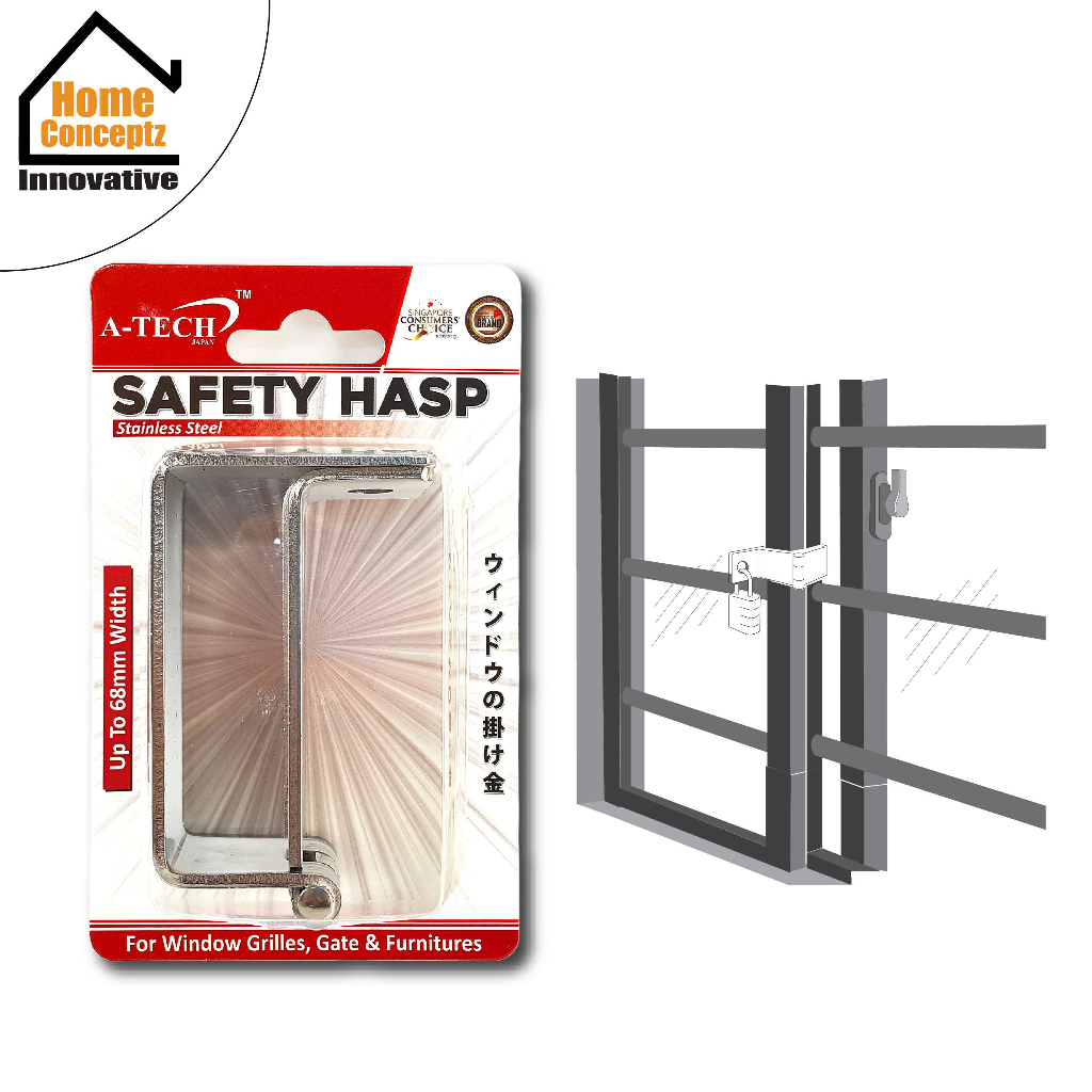 [Household] A-Tech Stainless Steel Safety Hasp For Window Grill / Gate ...