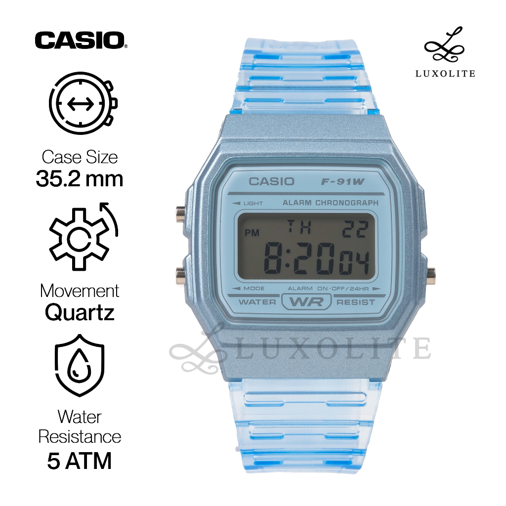 [Luxolite] Casio F-91 F91WS-2D F-91WS-2D F-91WS-2DF Transparent Blue ...