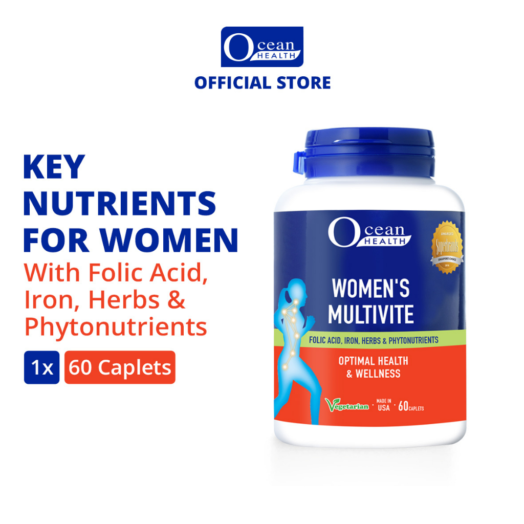 Women's Multivite (60s) - Ocean Health (With Folic Acid, Iron, Herbs ...