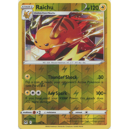 [Pokemon Cards] Raichu - 053/196 - Rare Reverse Holo (Lost Origin ...