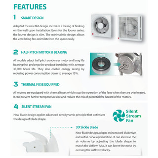 KDK 20AUA/ 25AUA/ 30AUA Exhaust Fan Wall Mount Ventilating Fan ...