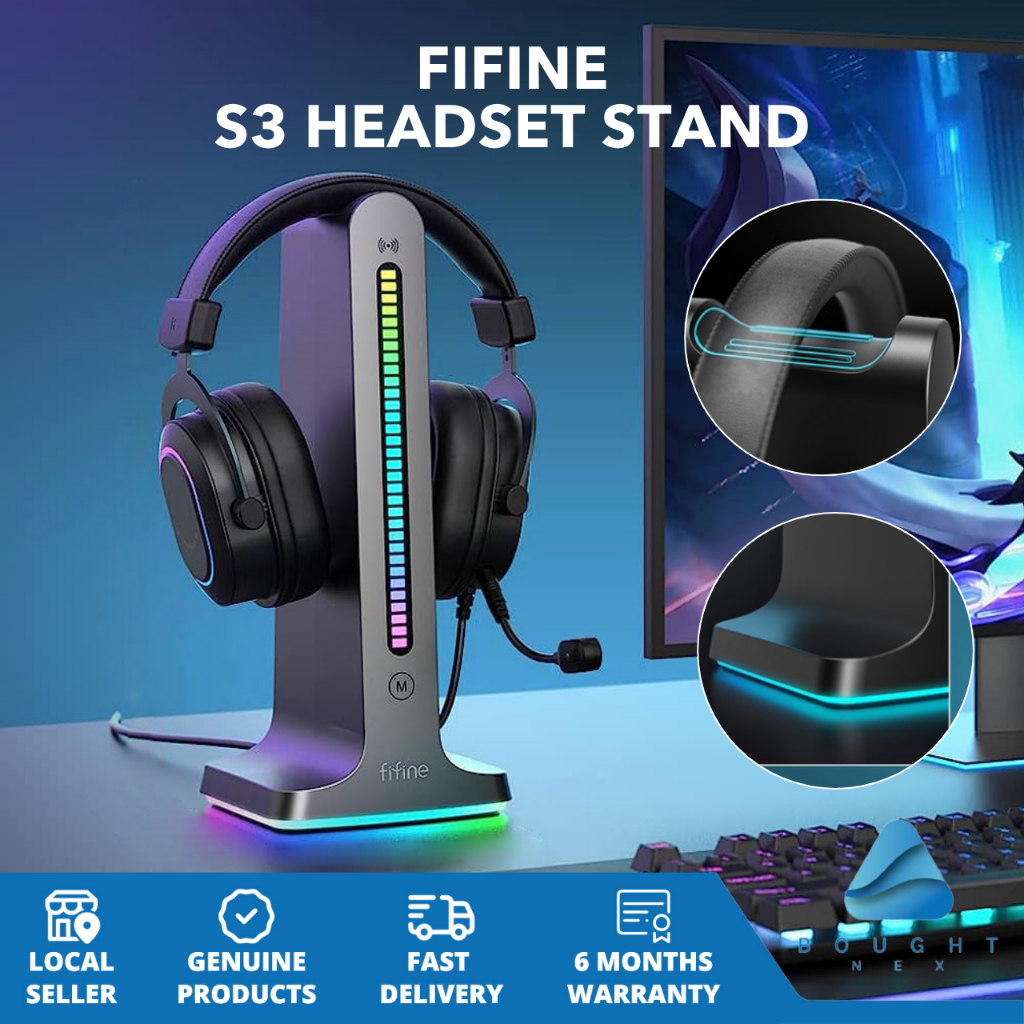 Fifine Amlpligame S3 RGB Rhythm Recognition Headset Stand Holder 2 USB ...