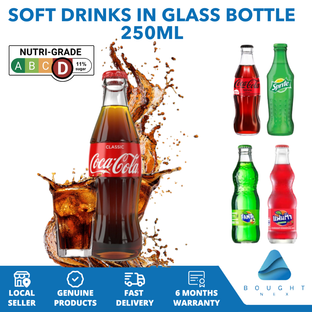 Carbonated Soft Drink Retro Glass Bottle Coca-Cola Sprite Fanta 250ml ...